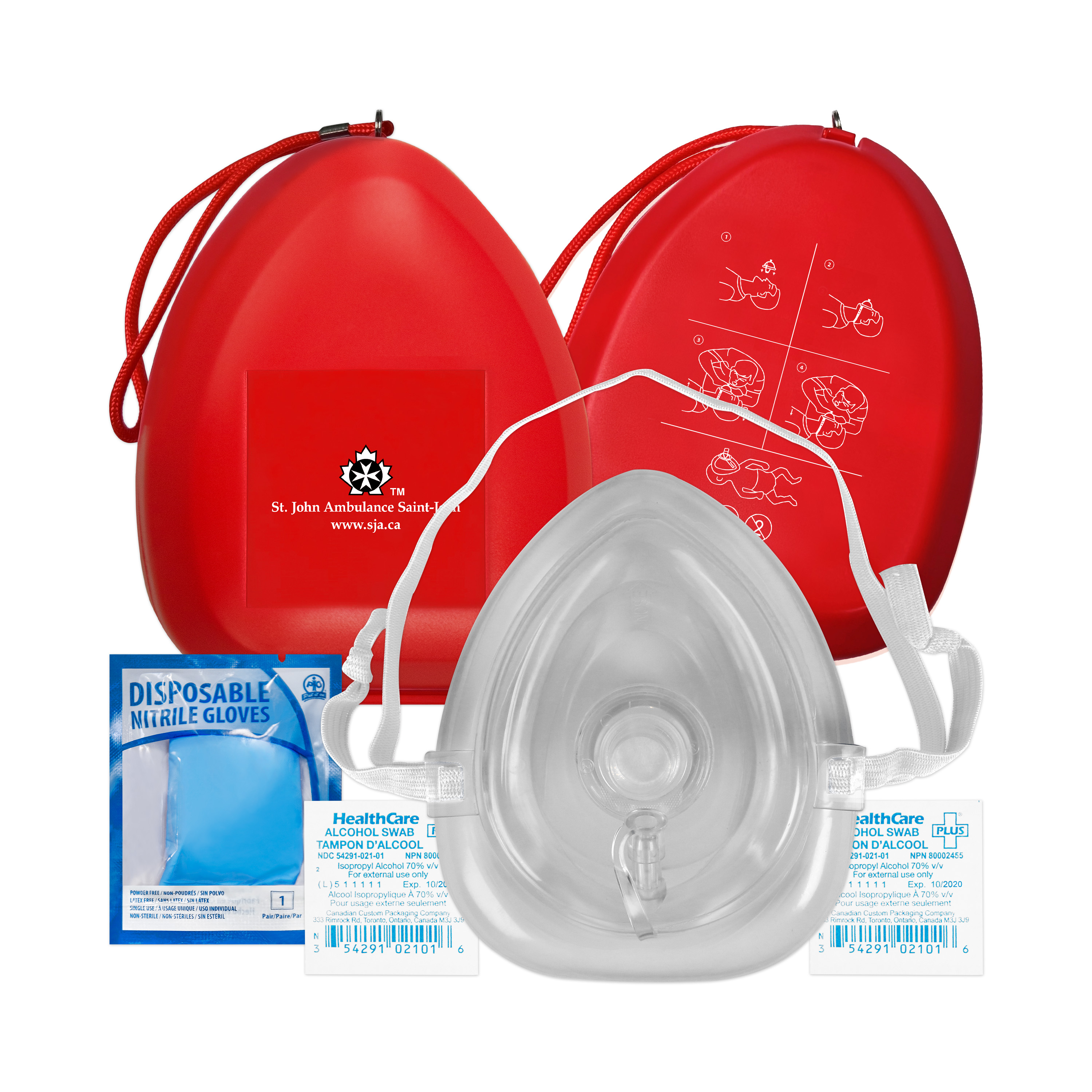 CPR Compact Mask w/ O2 Inlet, Case, Gloves, Wipes | St. John Ambulance Canada